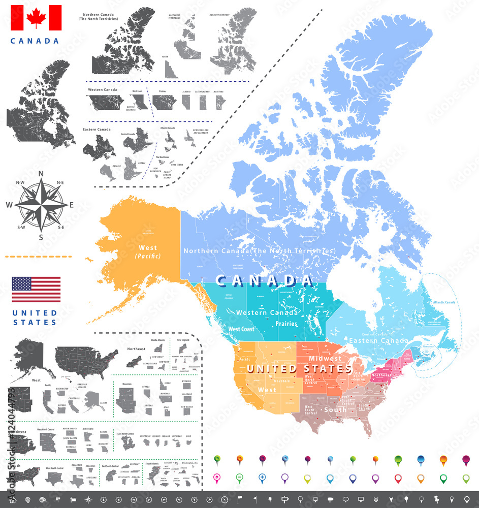 Vector de Stock United States census bureau regions ans divisions map ...