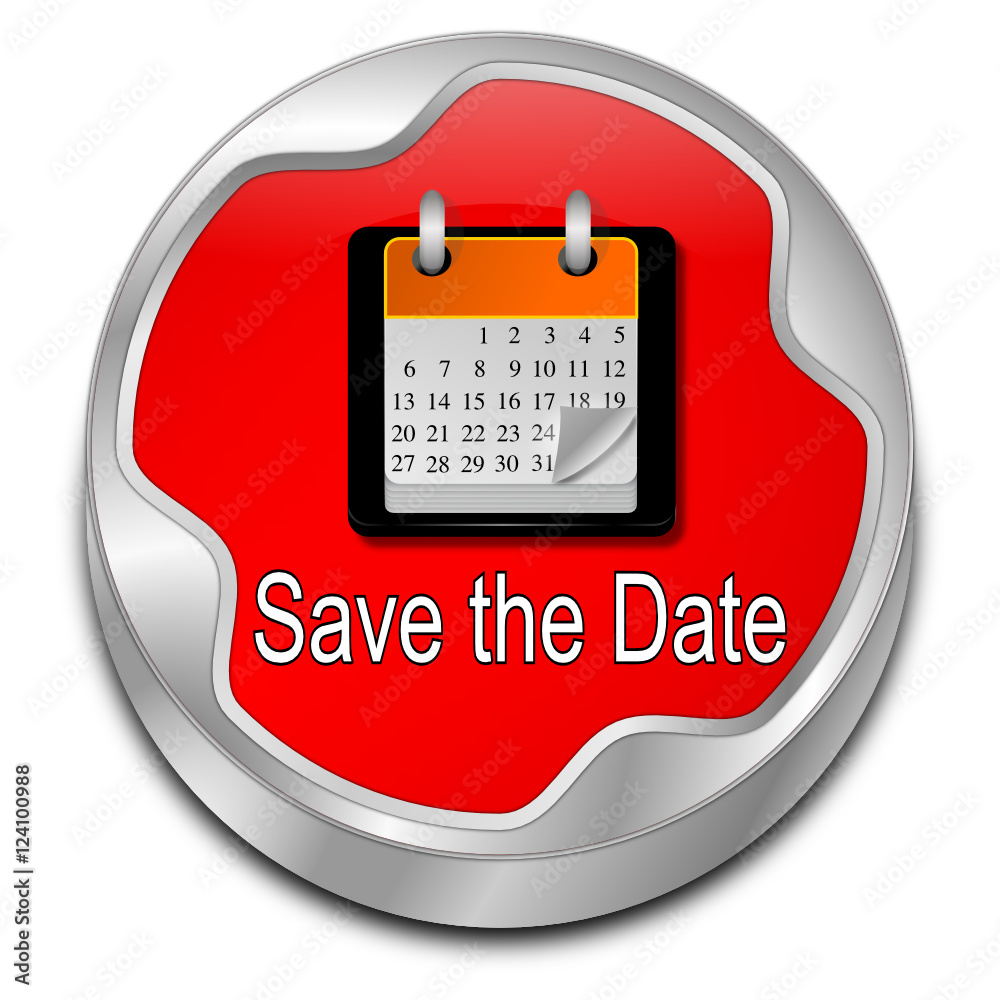 Save the Date Button - 3D illustration Stock Vector | Adobe Stock
