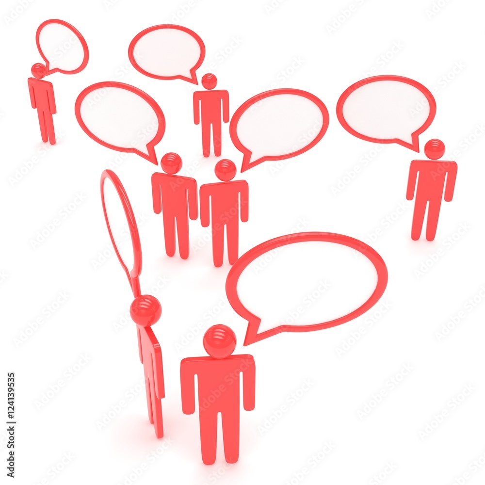 people with talk bubbles isolated over a white background. 3d rendering ...