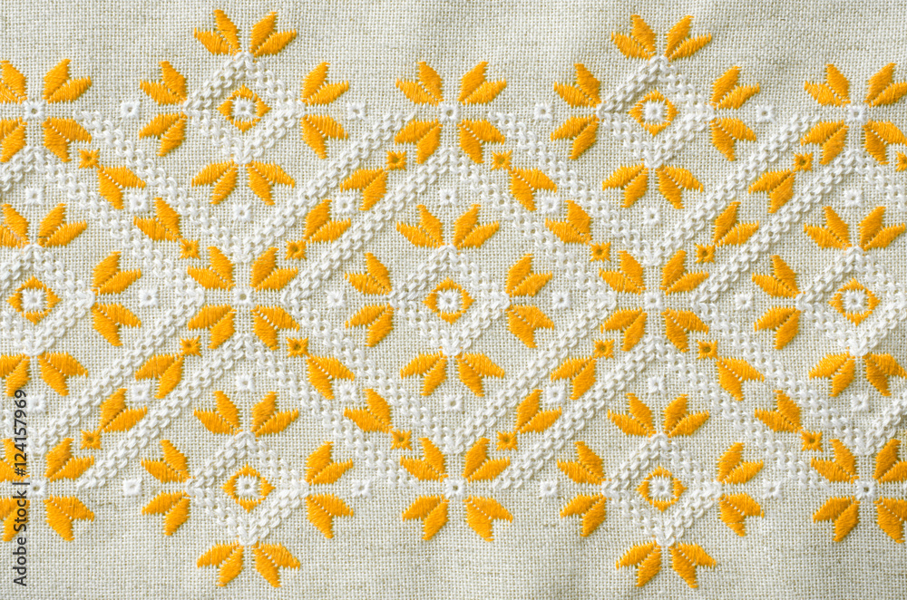 Texture of the vintage embroidery. Design of ethnic pattern. Background ...