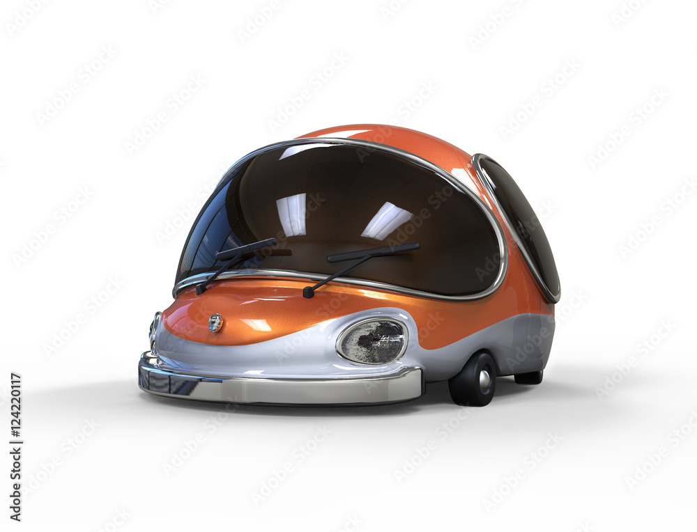 3D illustration of ultra modern future car in cartoon style, funny ...