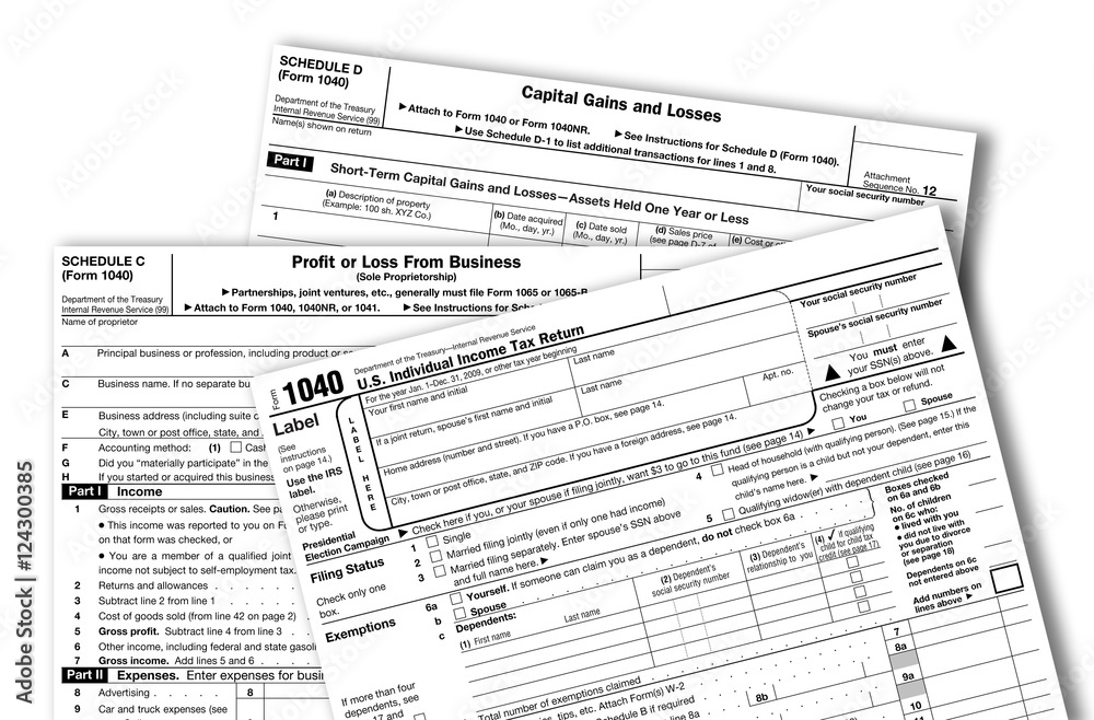 US Federal Income Tax Forms and Schedules Stock Photo | Adobe Stock
