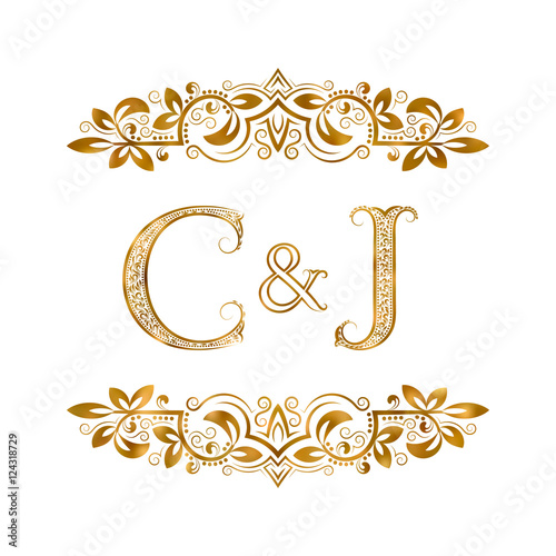 Candj Vintage Initials Logo Symbol Letters C J Ampersand Surrounded