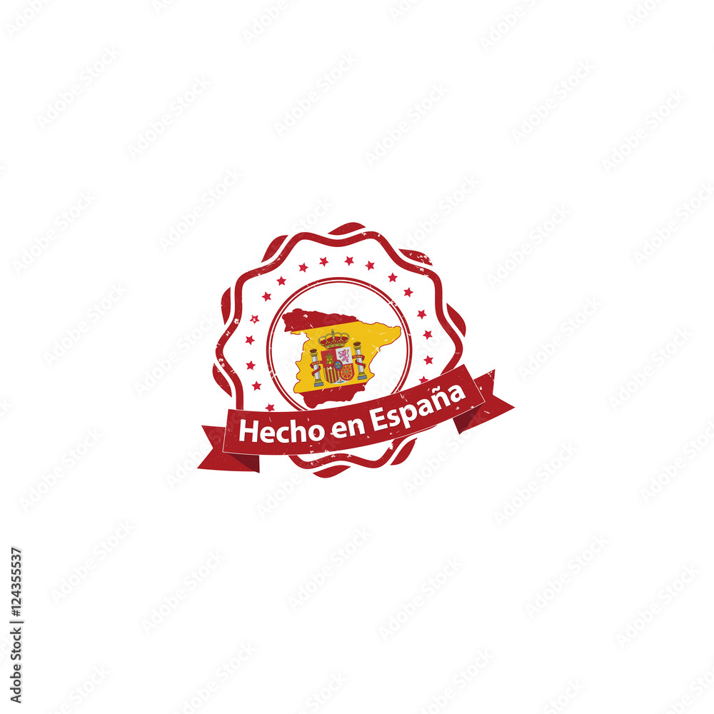 Made in Spain (Text in Spanish language: Hecho en Espana) Grunge label ...