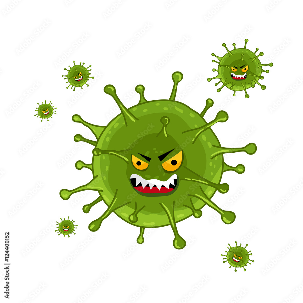 Cartoon virus character isolated vector illustration on white ...