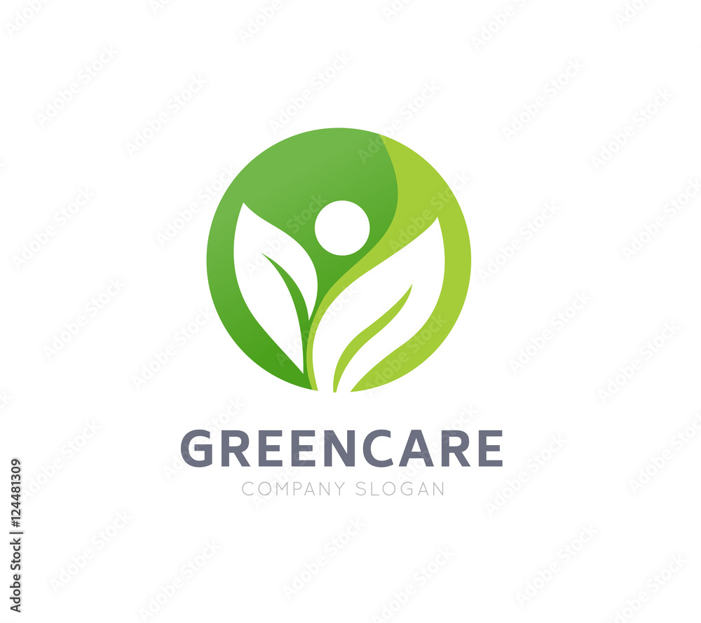 Green care logo, eco logo, green logo, organic logo, beauty care logo ...