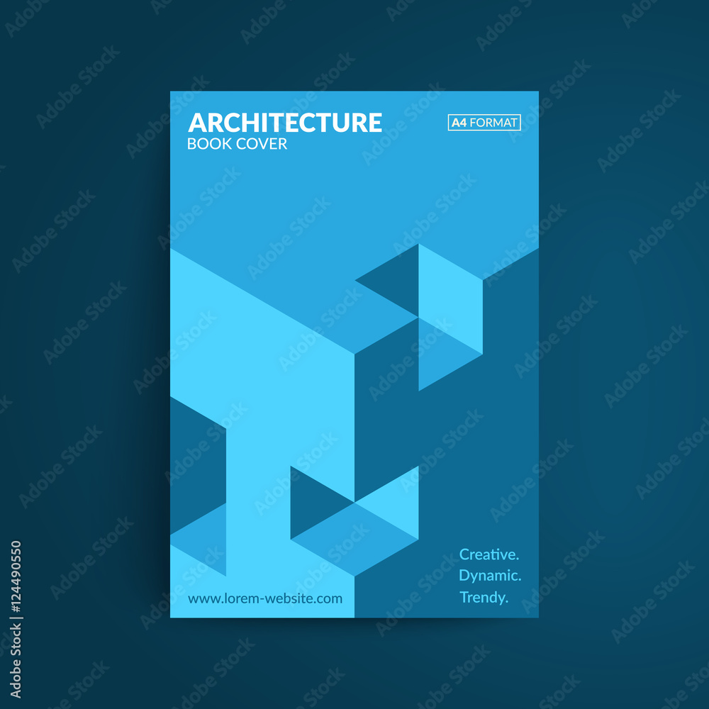Architecture book cover. Isometric design. A4 format template. Vector ...