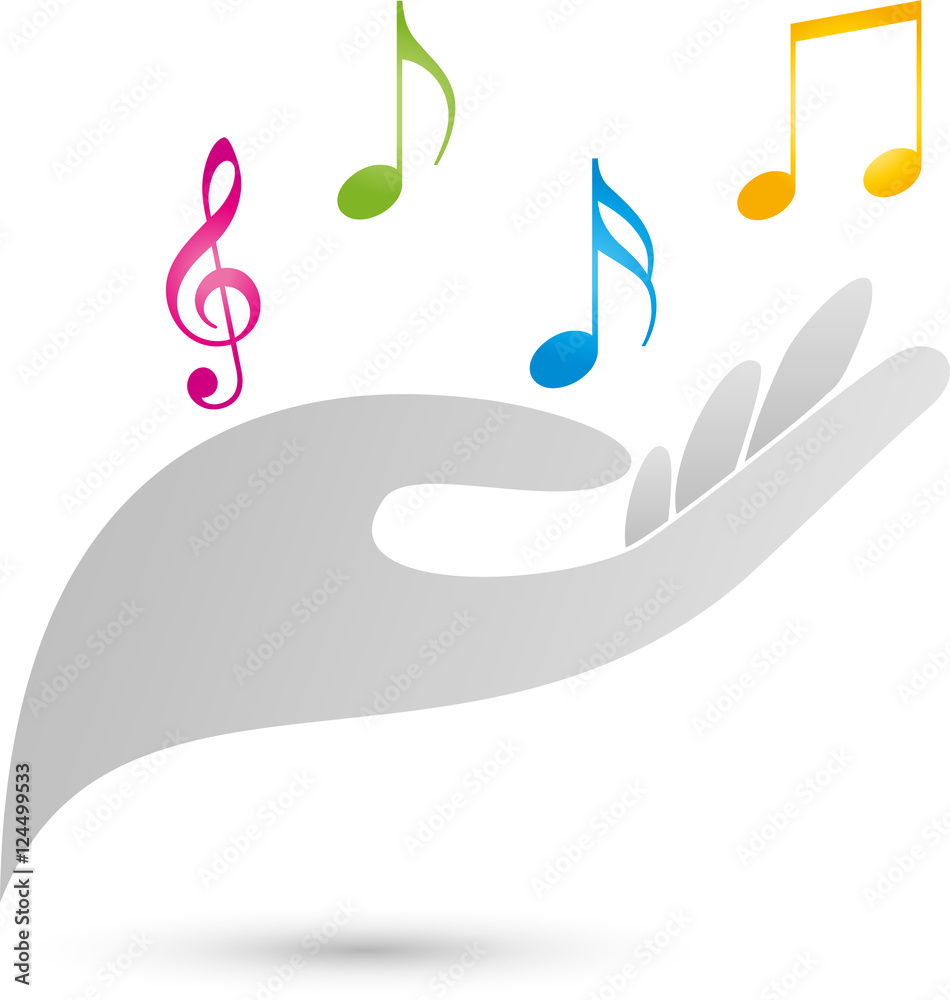 Hand, Musik, Noten, Notenschlüssel, Logo Stock Vector | Adobe Stock