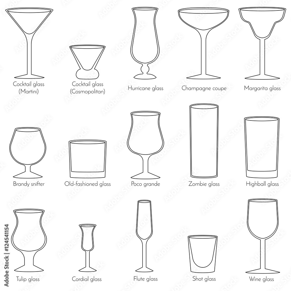Cocktail glasses line art Stock Vector | Adobe Stock