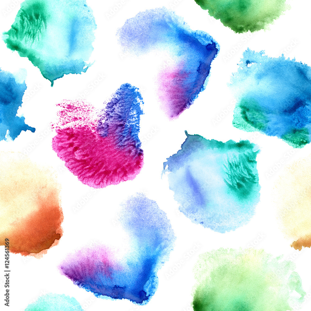 Colored stained seamless pattern.Abstract watercolor hand drawn image ...