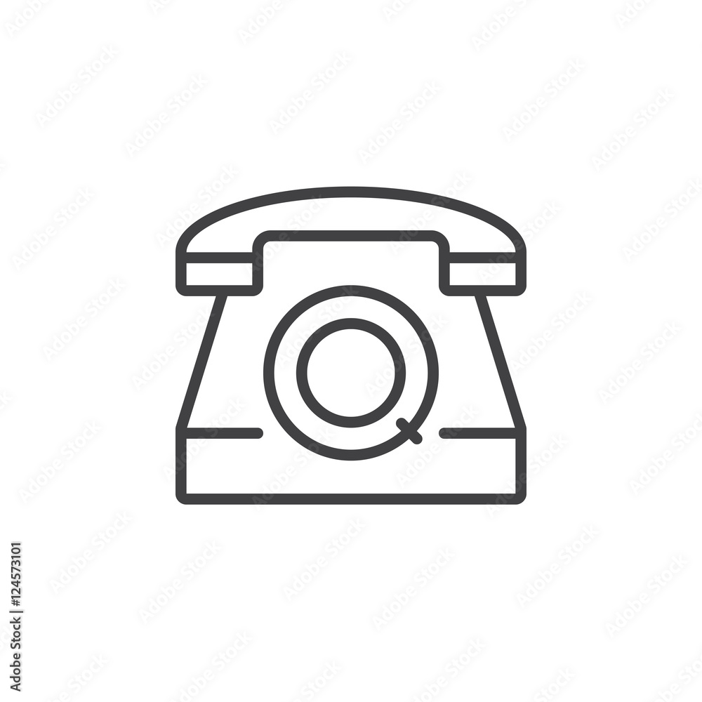 telephone line icon, old phone outline vector logo illustration, linear ...