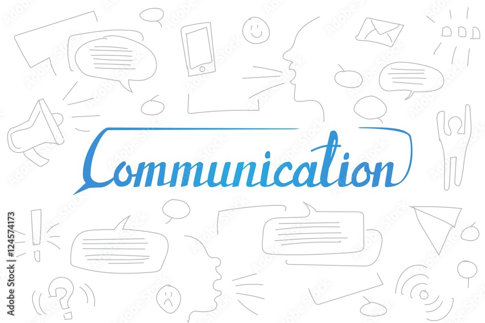Communication concept hand lettering calligraphy with illustration ...