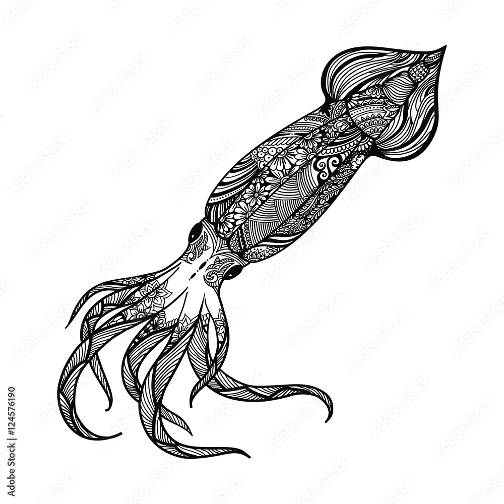 Large squid. Kraken. The inhabitant of the ocean. Glubokokvodny monster ...