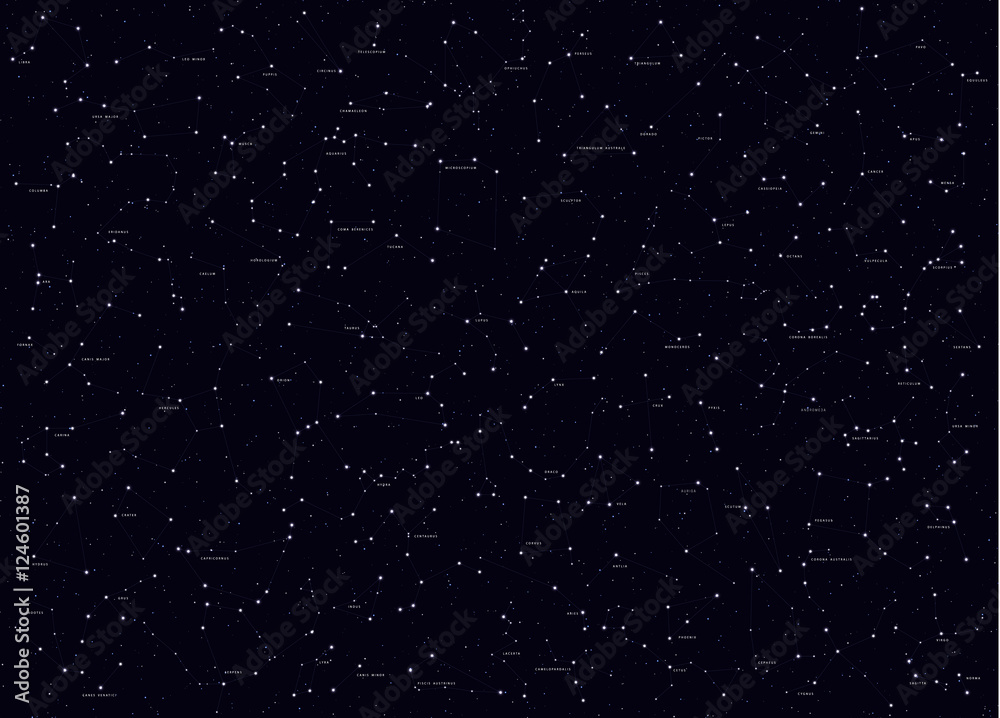 Big set of all famous constellations, modern astronomical signs the ...