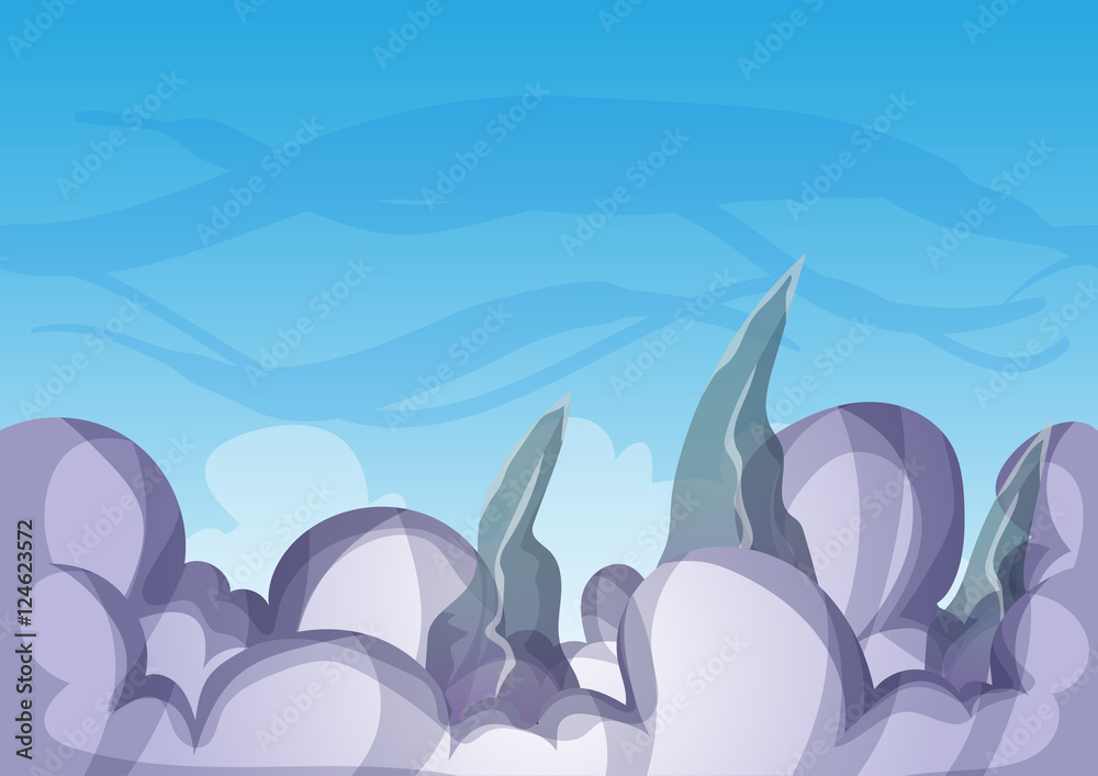 cartoon vector sky background with separated layers for game art and ...