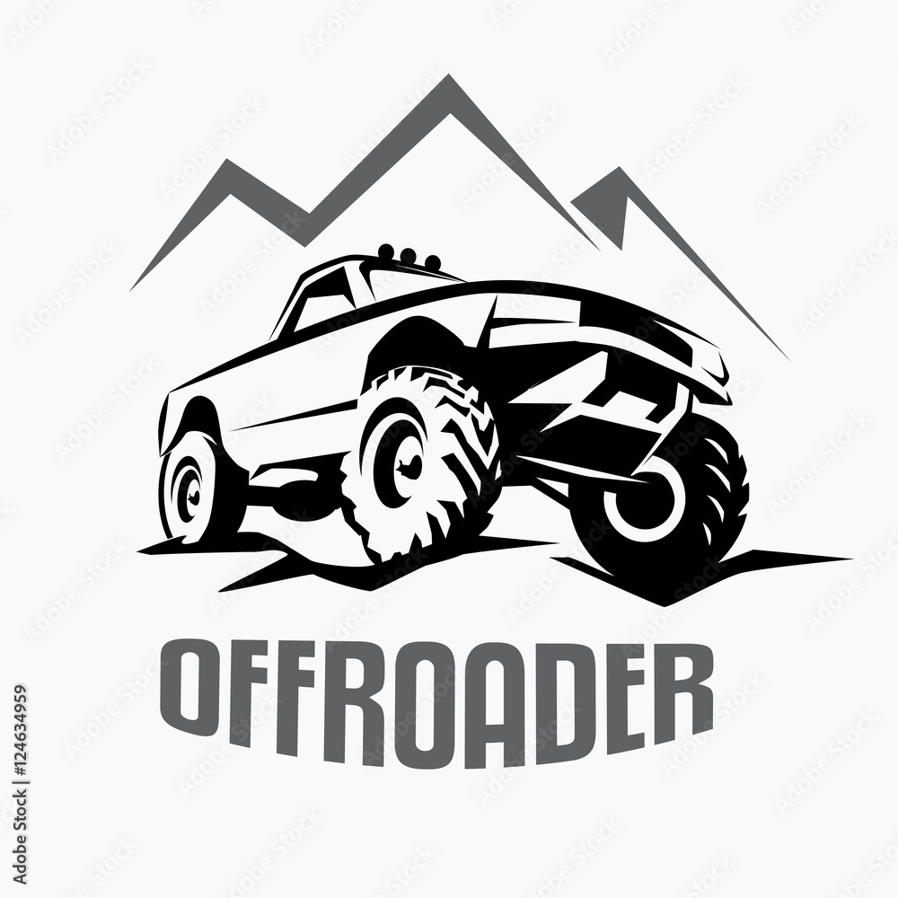 offroad suv car monochrome template for labels, emblems, badges Stock ...