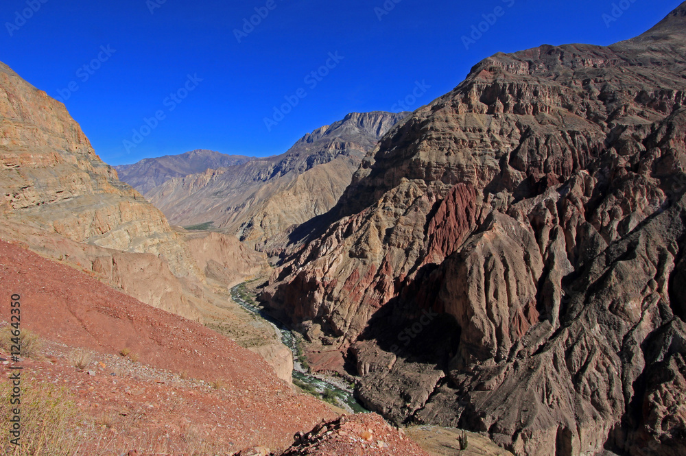 Cotahuasi Canyon Peru, view into deep canyon, one of the deepest and ...