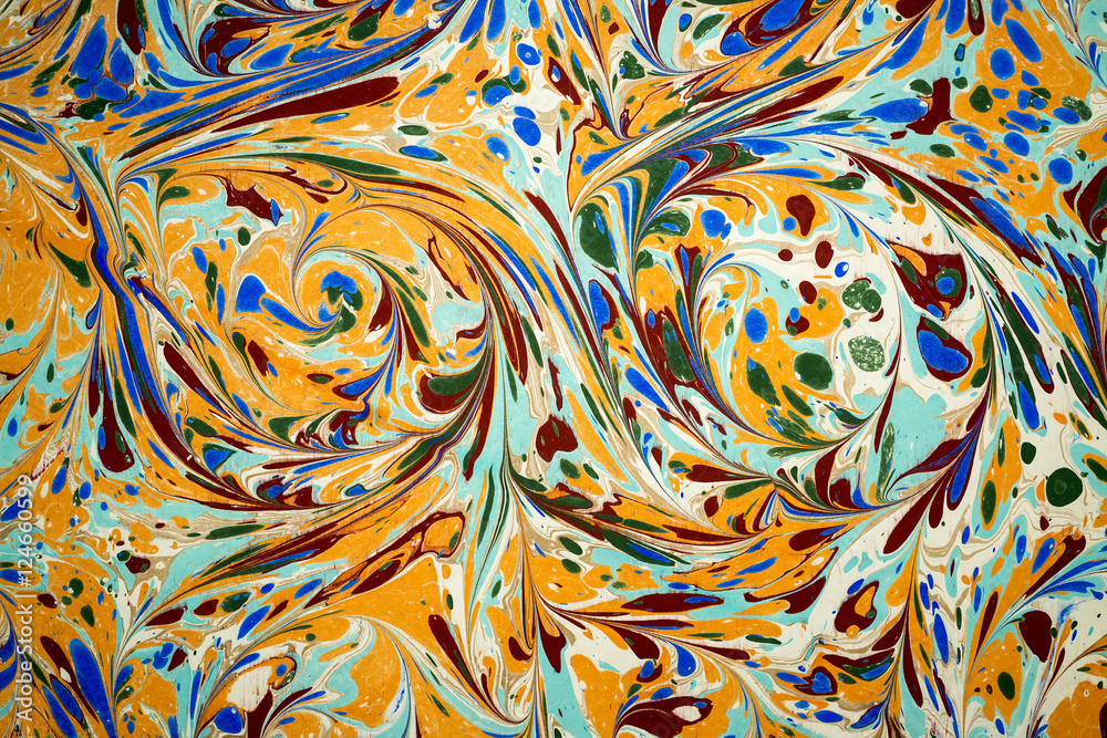 Ebru art. Traditional Turkish Ebru technique. Painting on water ...