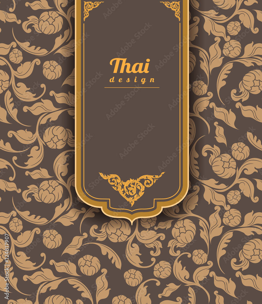 Thai art pattern on brown background, flower style, thai pattern banner ...