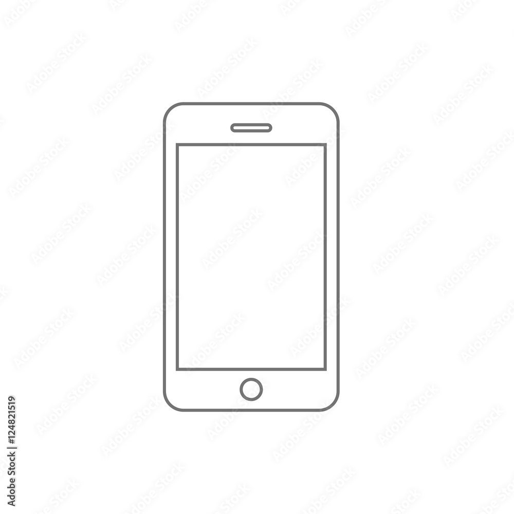 Cell phone smartphone frame line outline thin linear art style vector ...