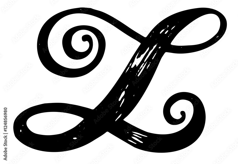 Letter Z. Calligraphy alphabet typeset lettering. Hand drawn alphabet ...