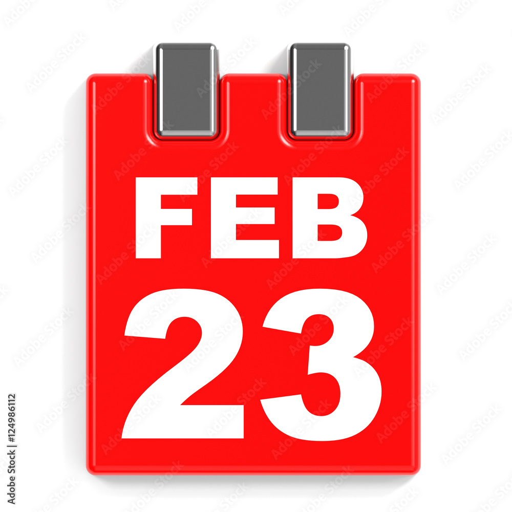 February 23. Calendar on white background. Stock Illustration | Adobe Stock