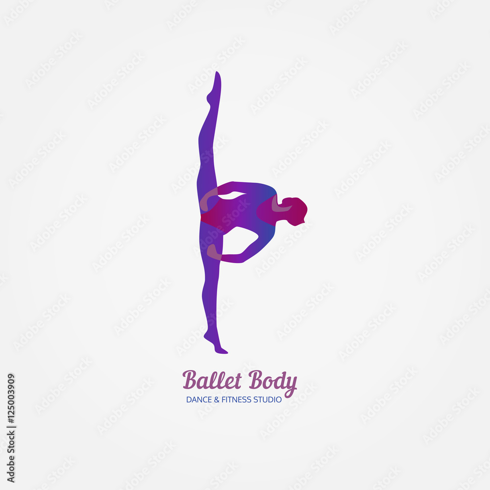 Dance icon concept. Body Ballet studio design template. People ...