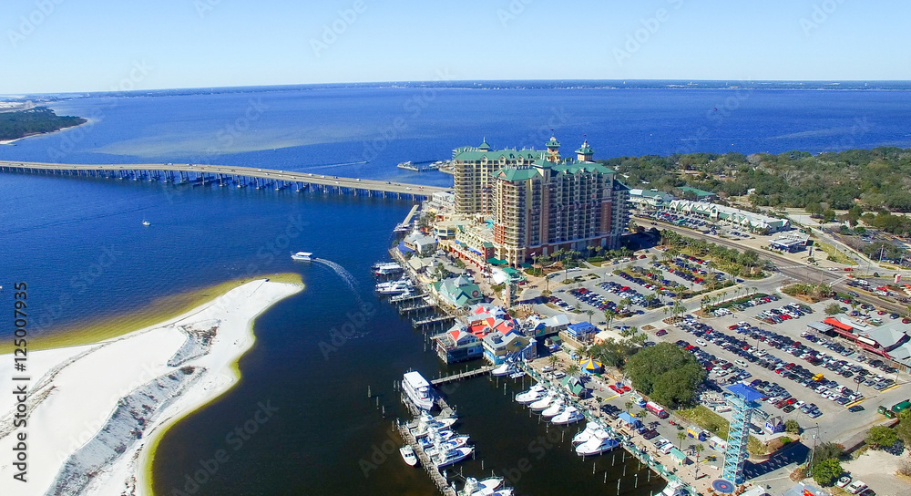 Destin, Florida. Aerial view of beautiful city skyline Stock Photo ...