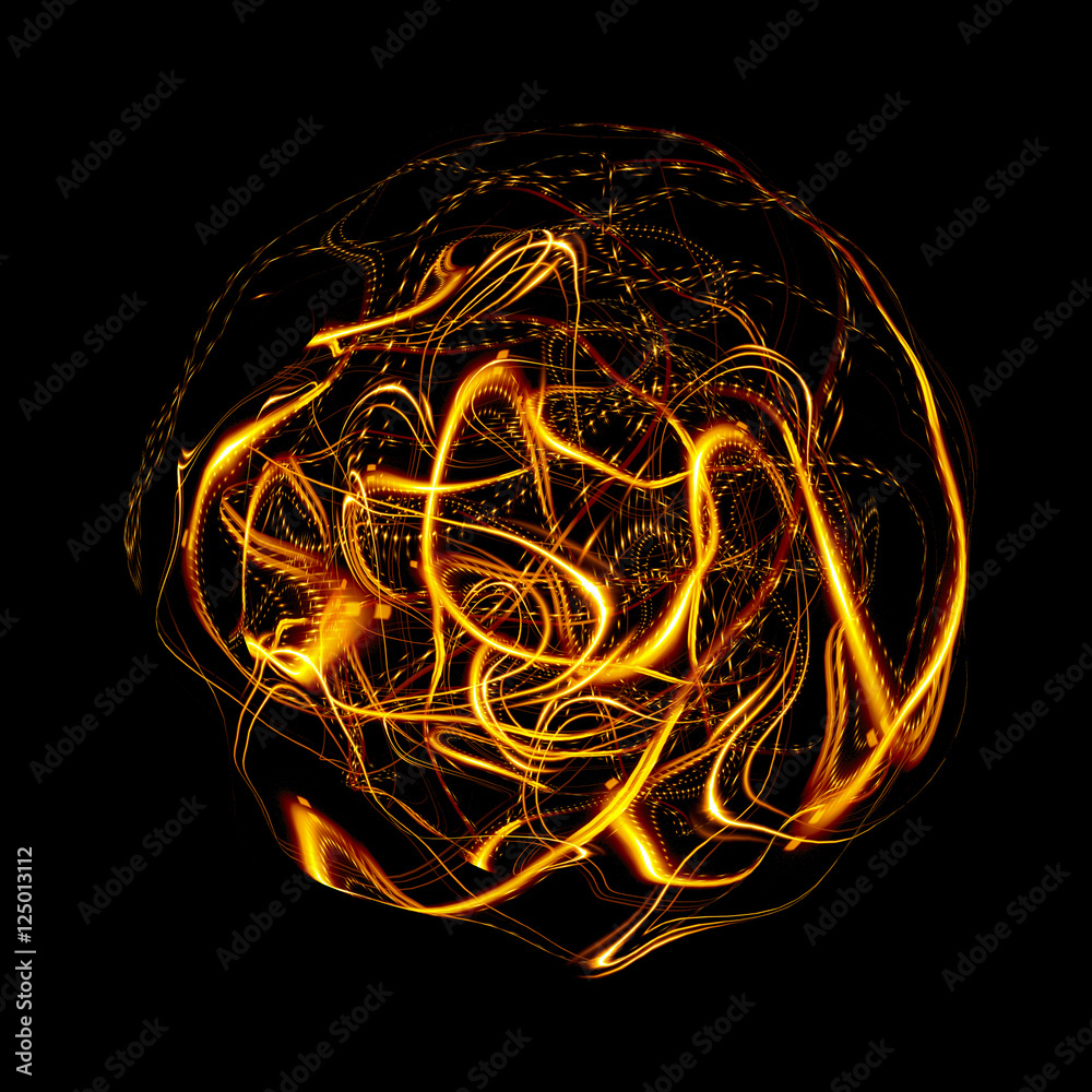3D Atom icon. Luminous nuclear model on dark background. Glowing energy ...