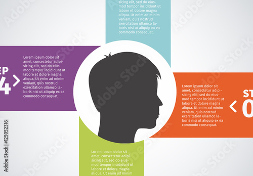 Pinwheel Tab Element Infographic with Profile Silhouette Icon Stock ...