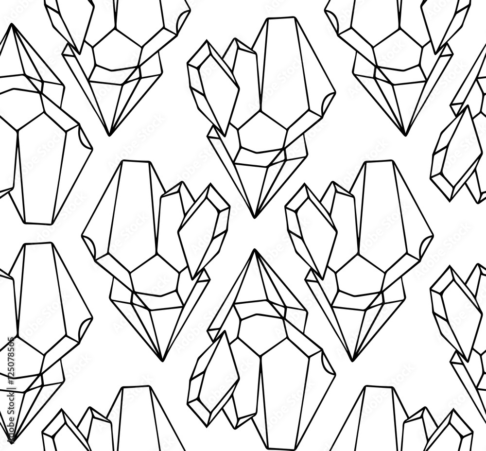 Black and white texture of outline illustration natural crystals ...