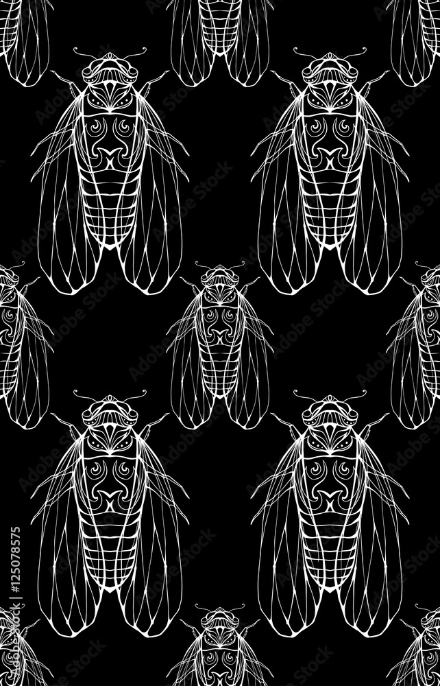 Seamless texture on blackboard with cicadas. Vector background for your ...