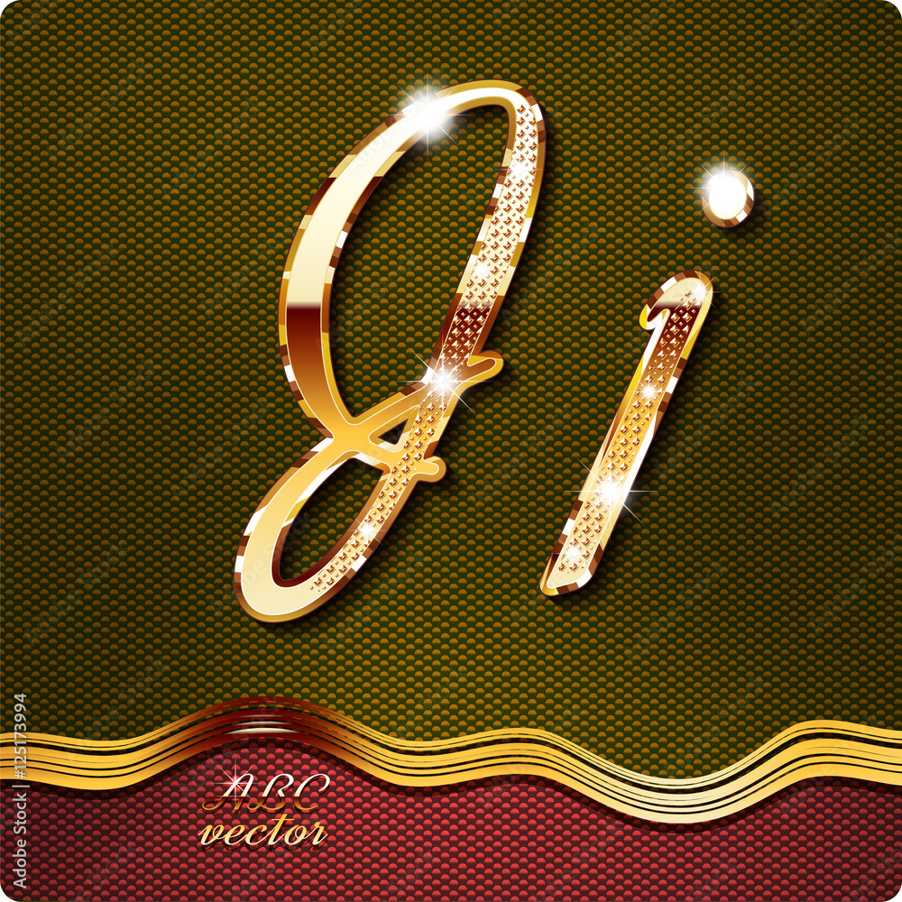 This stylish gold cursive letters. There are inlaid with a capital "J ...