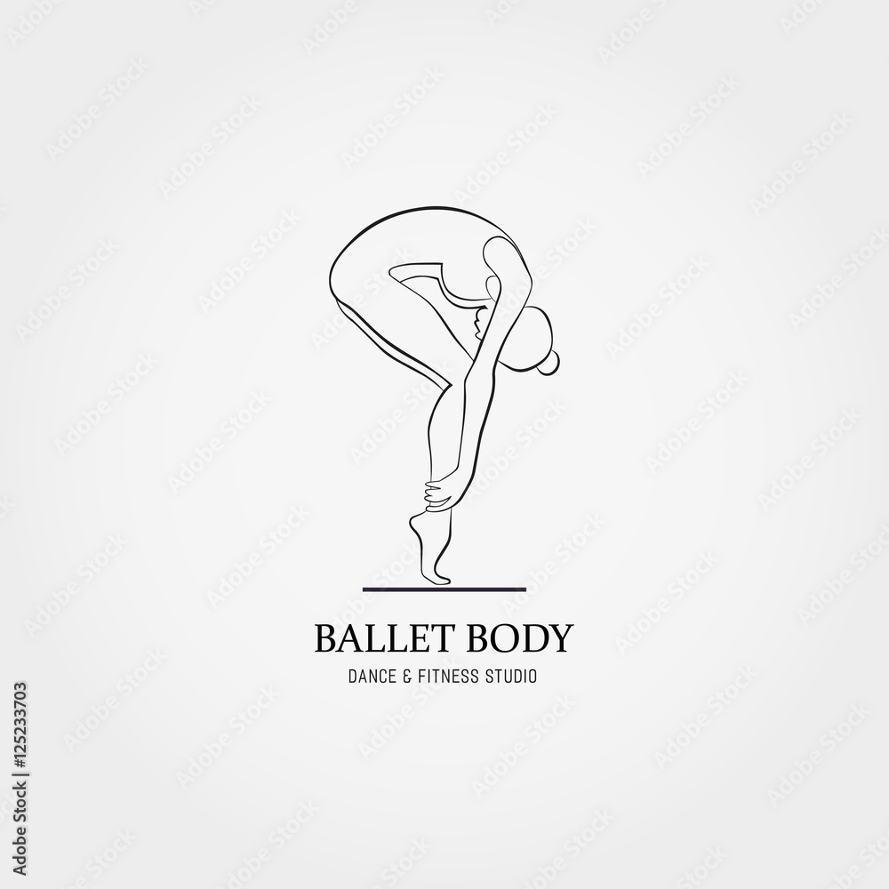 Dance icon concept. Ballet Body studio logo design template. Character ...