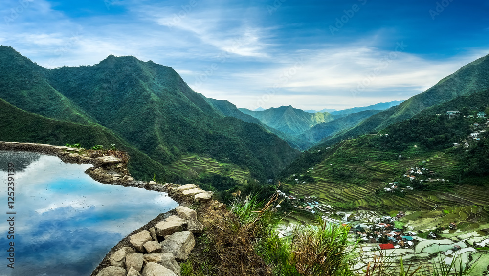 Amazing panorama view of rice terraces fields in Ifugao province ...