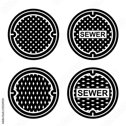 manhole sewer cover black symbol vector Stock Vector | Adobe Stock