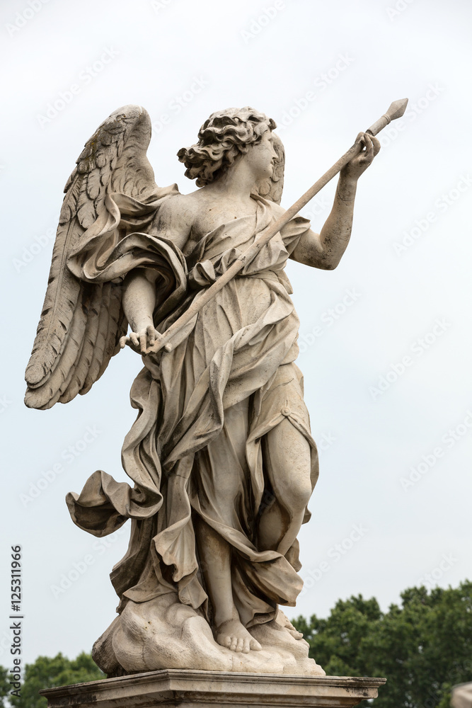 Marble statue of angel from the Sant'Angelo Bridge in Rome, Italy ...