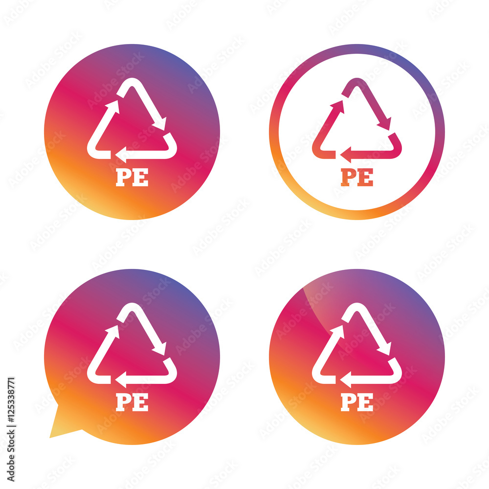 PE Polyethylene sign icon. Recycling symbol. Stock Vector | Adobe Stock