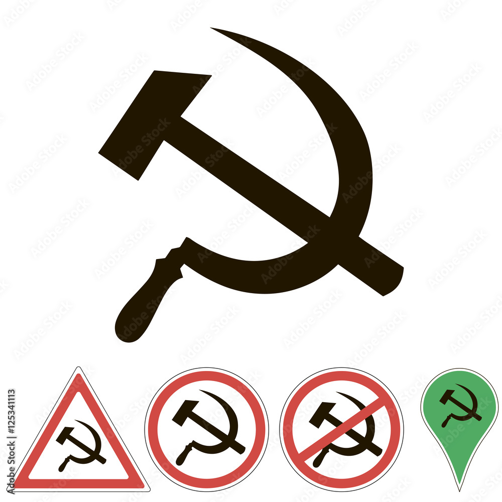 hammer and sickle emblem of the former USSR, and road signs ex - USSR ...
