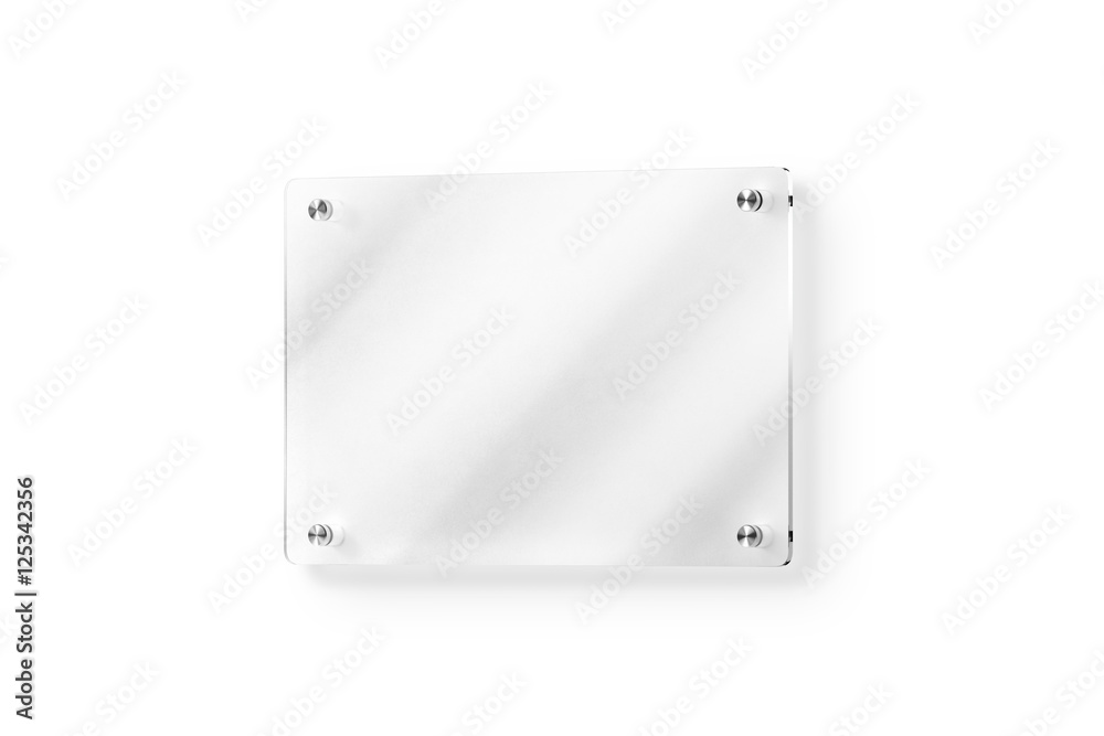 Blank glass name plate wall-mounted mockup, clipping path, 3d rendering ...
