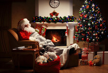 Santa Claus Rests By Fireplace Free Stock Photo - Public Domain Pictures