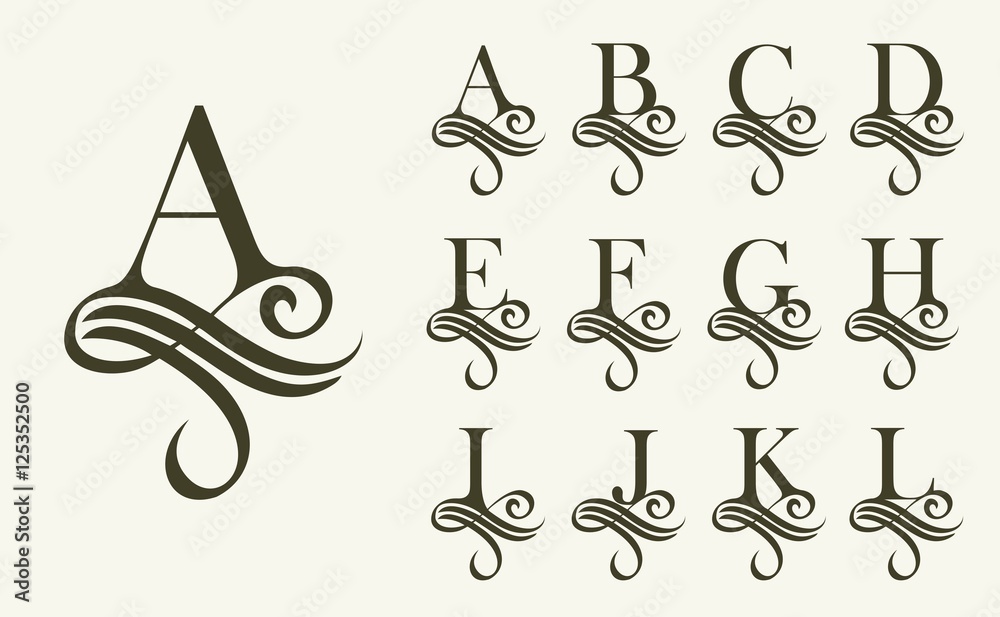 Vintage Set1 . Capital Letter for Monograms and Logos. Beautiful ...