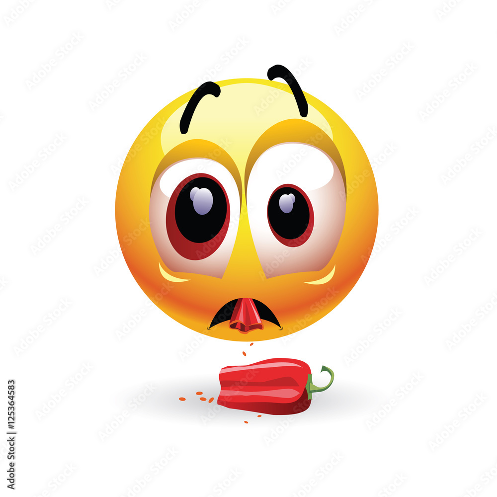 Stock-Vektorgrafik „Smiley making funny faces while eating chili. Very ...