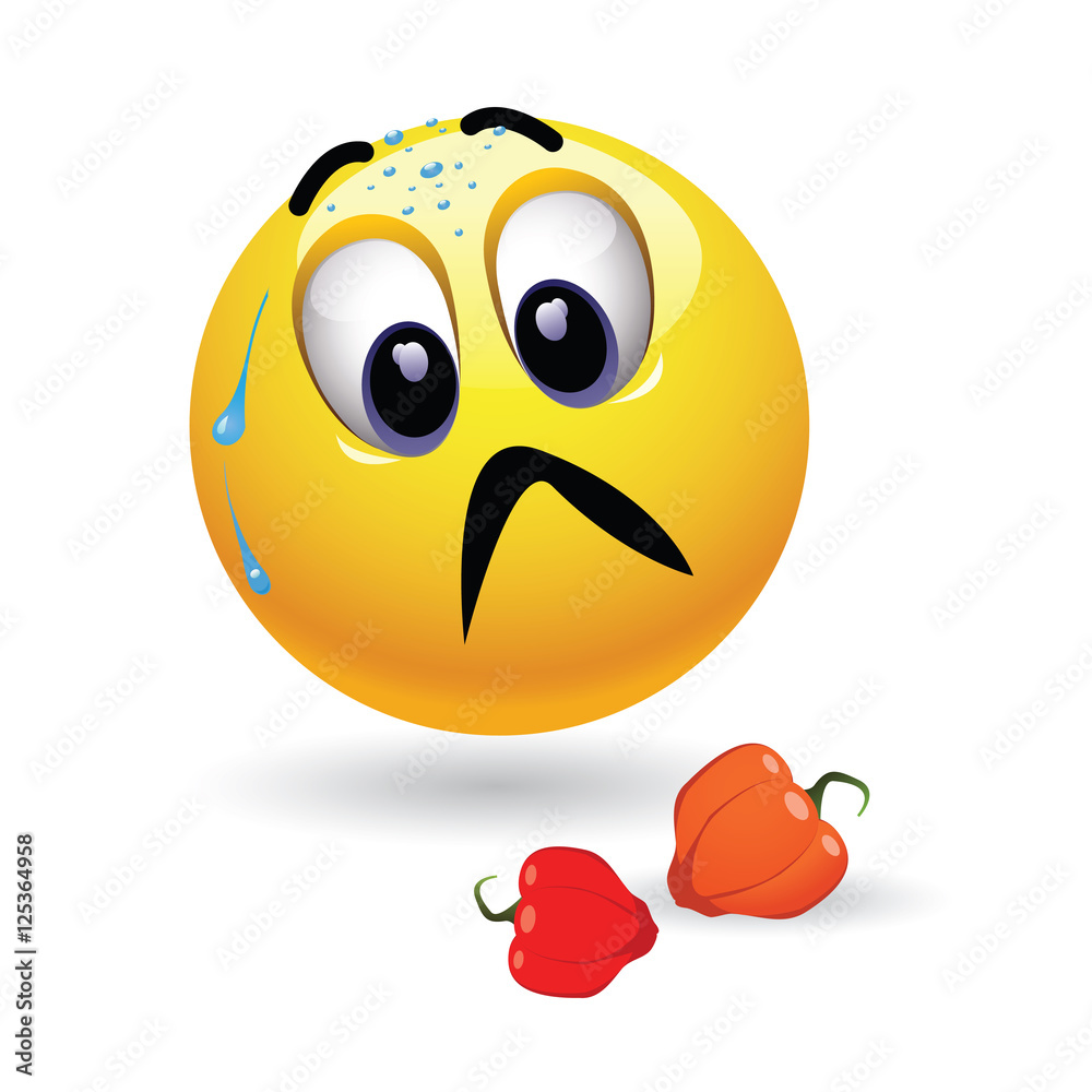 Hot pepper challenge. Very hot chili pepper causing pain and fear with ...