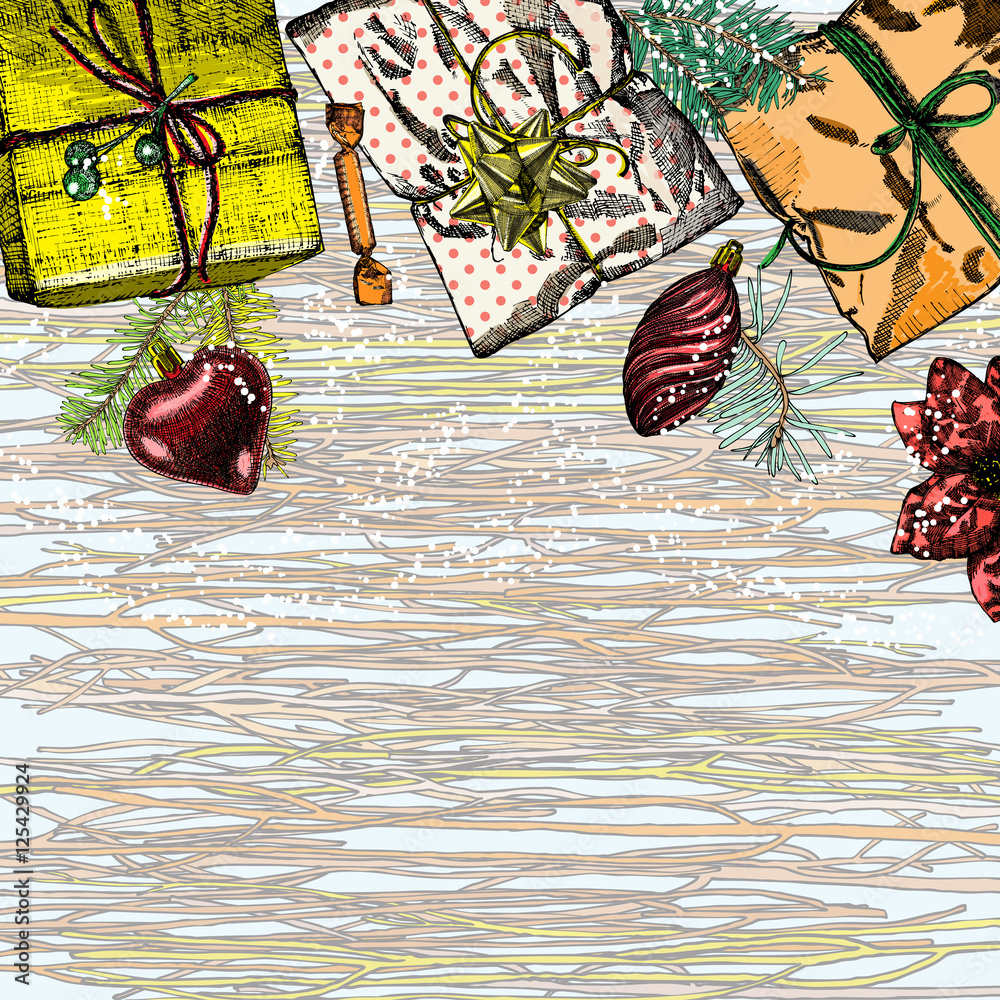 Holidays design template. Christmas and New Year mock up for invitation ...