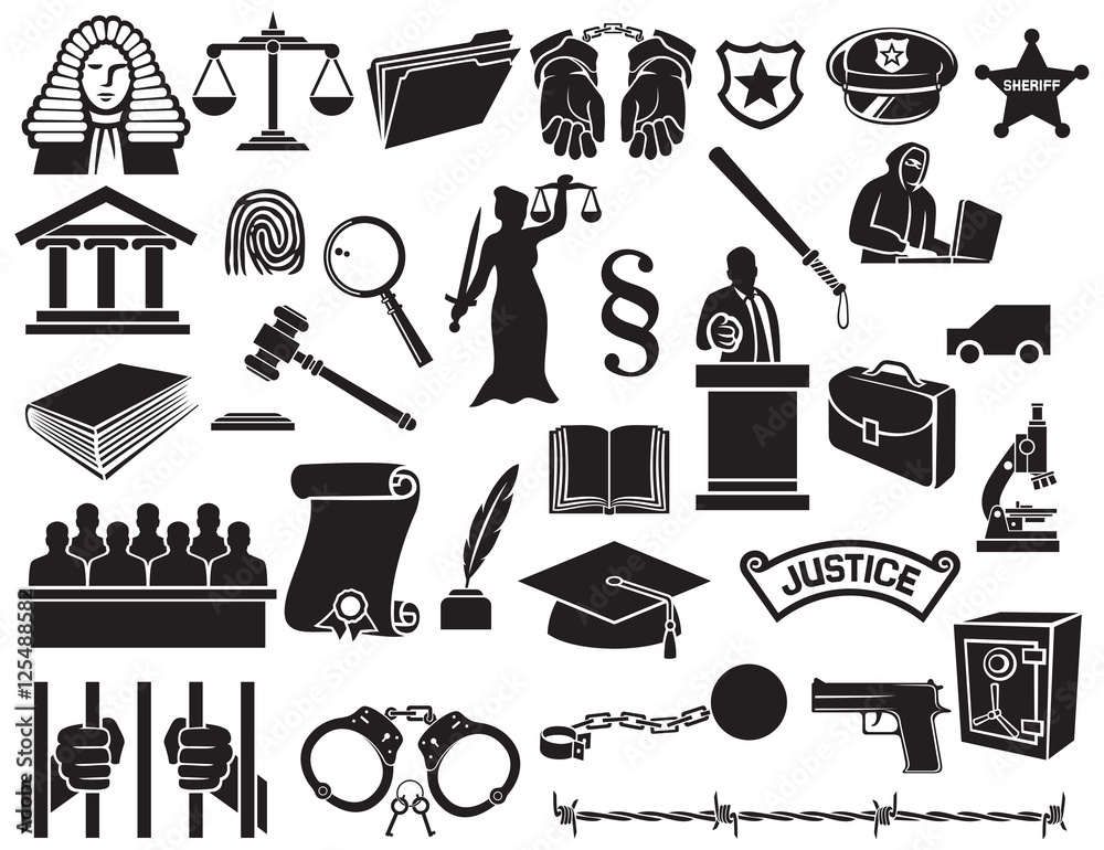 Stock-Vektorgrafik „law and justice icons set“ | Adobe Stock