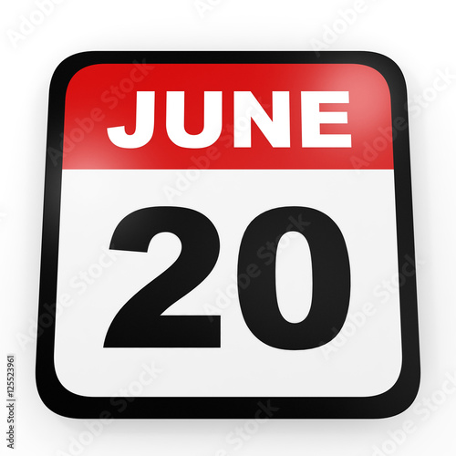 June 20. Calendar on white background. Stock Illustration | Adobe Stock