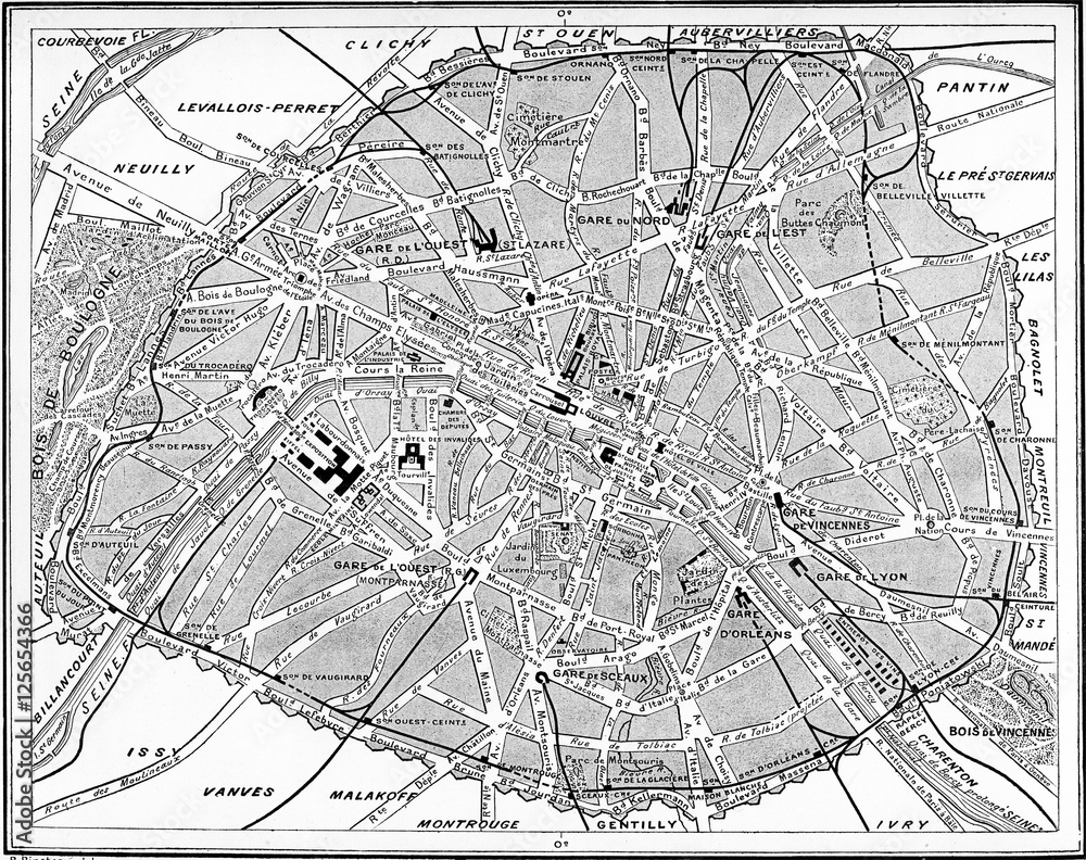 Map of Paris, France. Stock Photo | Adobe Stock