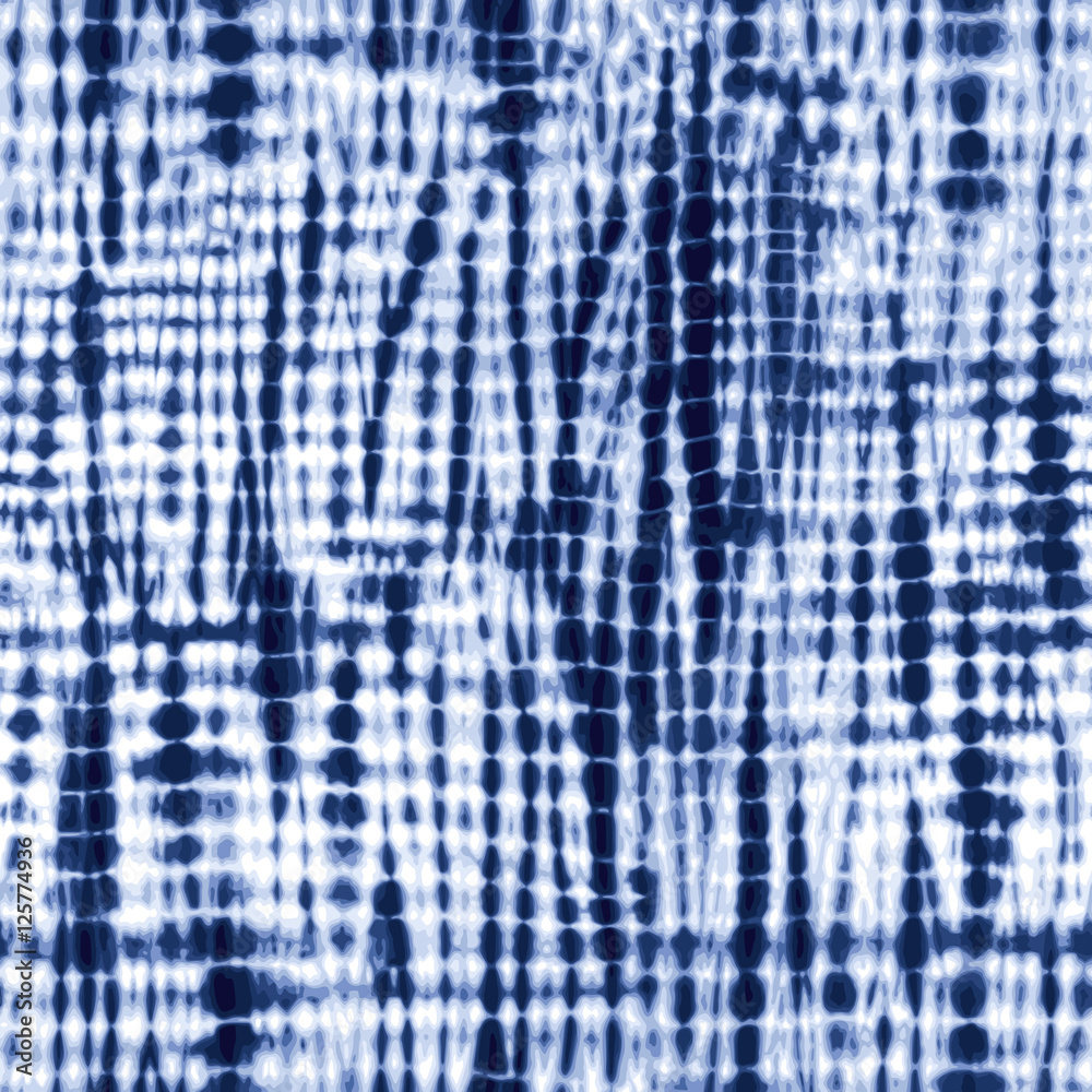 Indigo blue tie-dye pattern. Editable vector seamless repeat. Stock ...
