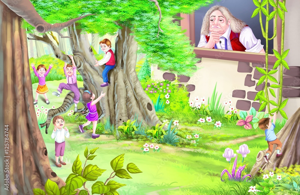 The selfish giant story (8+9) Stock Illustration | Adobe Stock